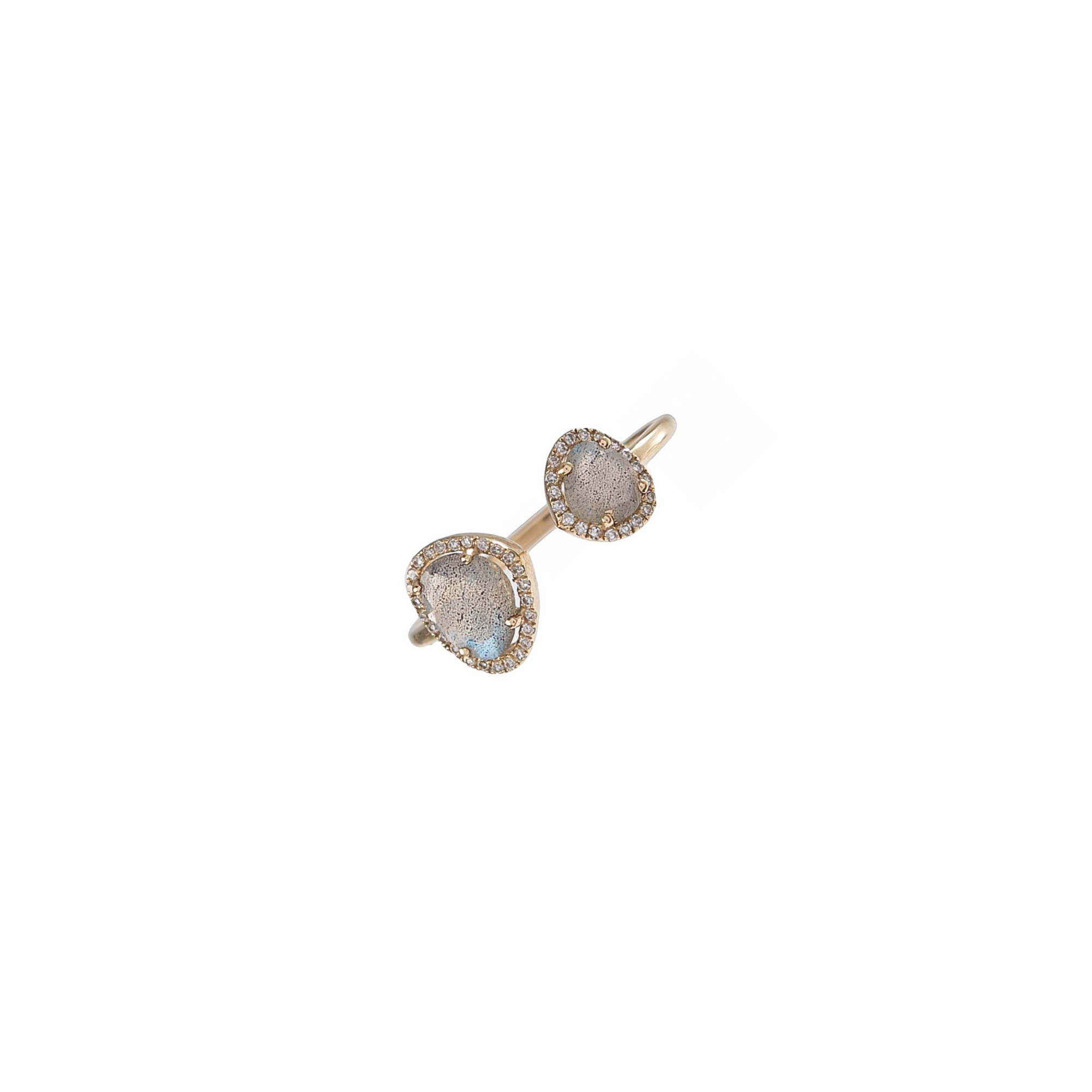 Double Labradorite & Diamond Ring