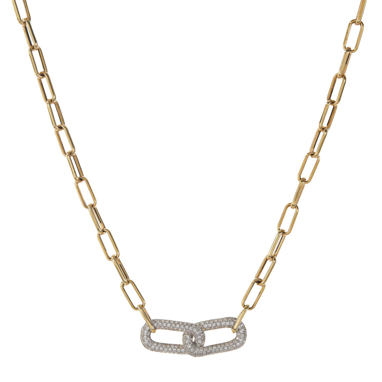 Open Cable Chain with Pave Links Necklace