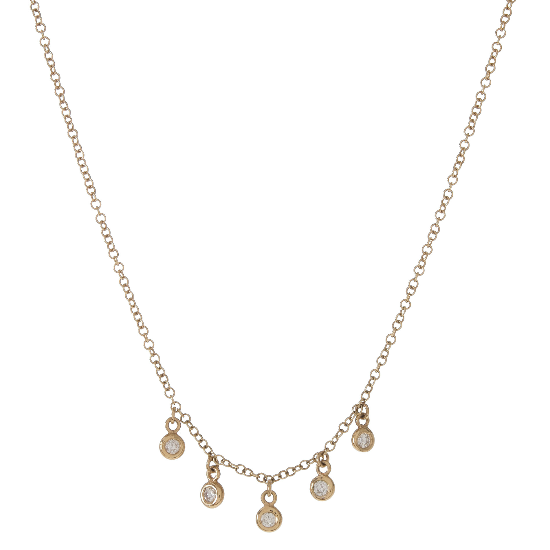 5 Diamond Bezel Dangle Necklace