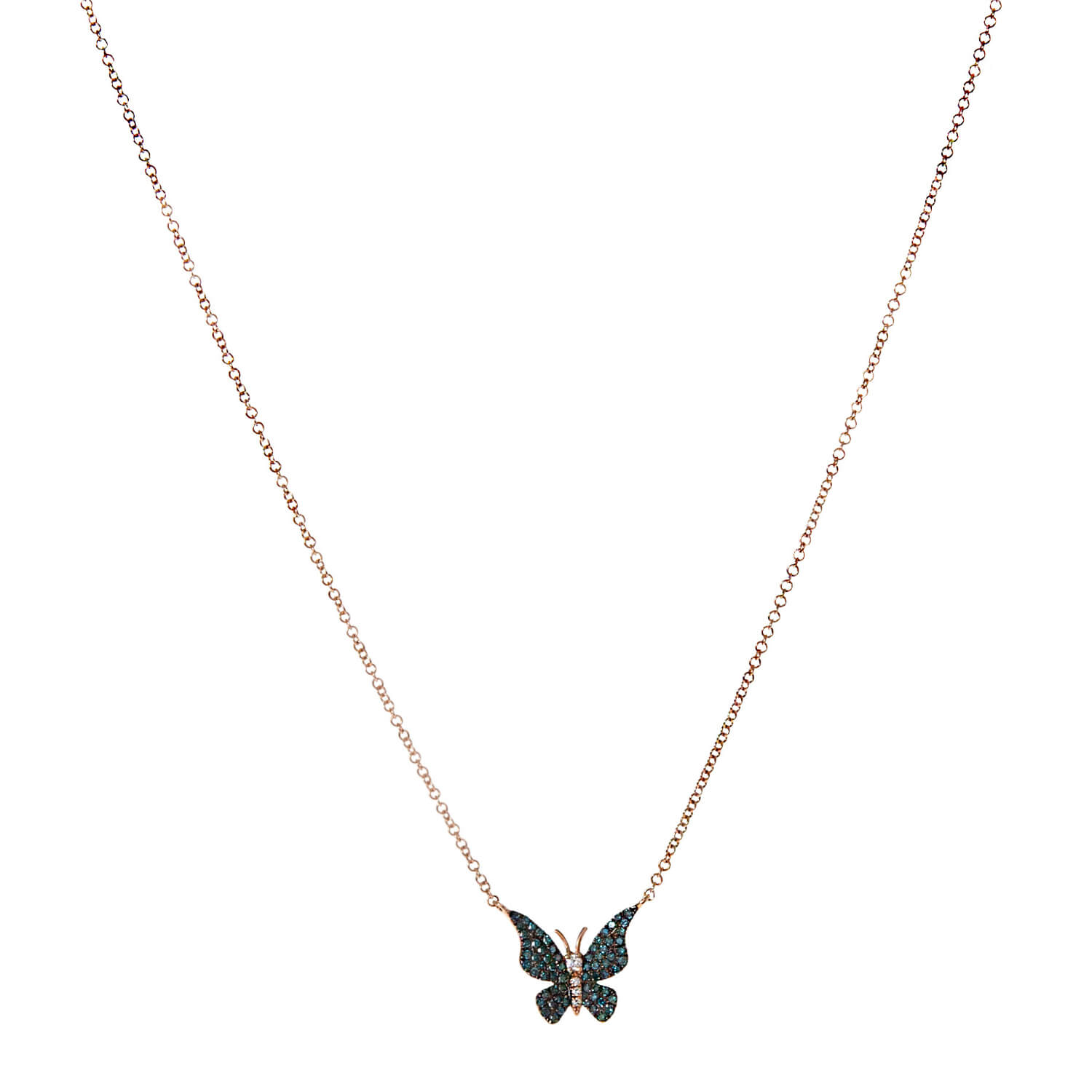 Blue Diamond Butterfly Necklace - Moondance Jewelry Gallery