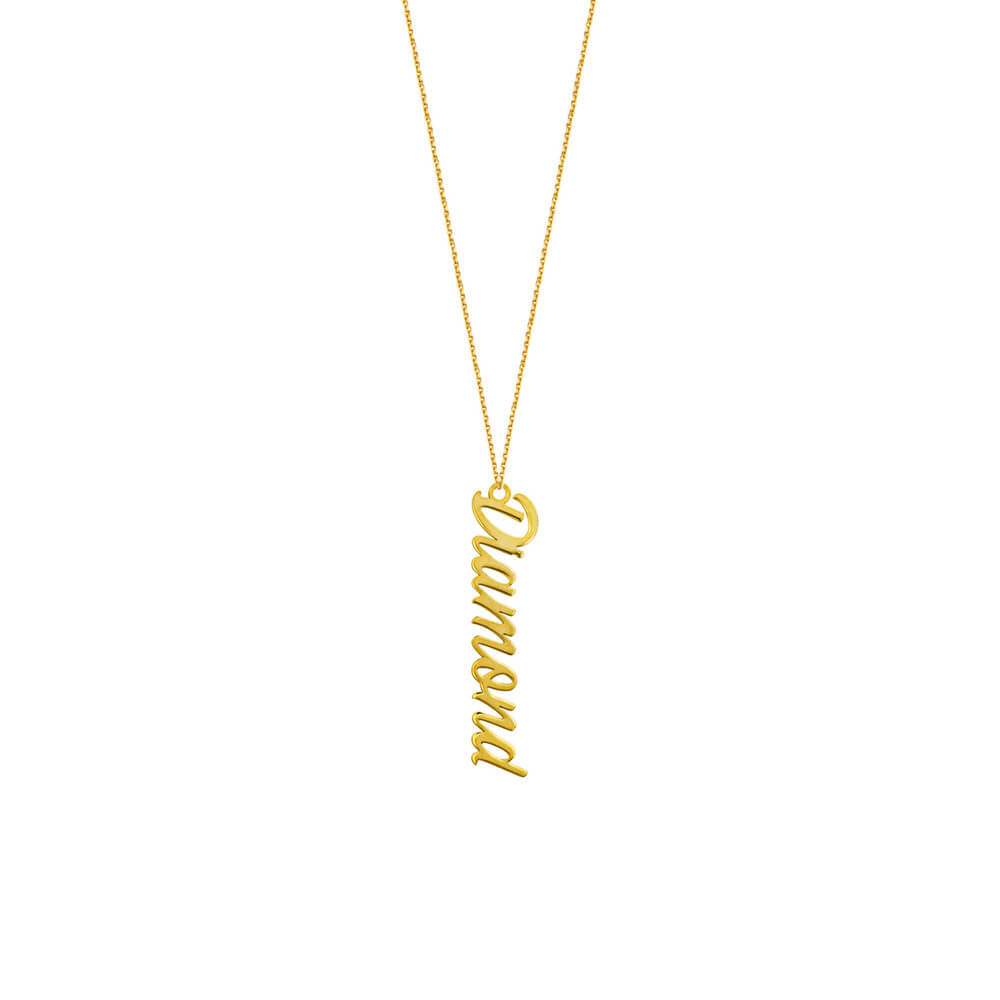 Vertical Script Font Necklace - Moondance Jewelry Gallery